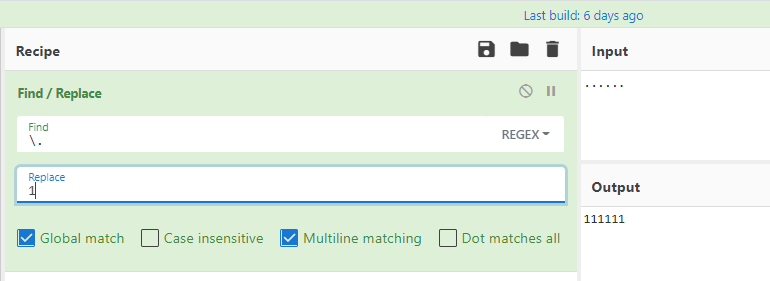 Bug report: Replace module, --- \. cannot dot · Issue #1231 · gchq/CyberChef · GitHub