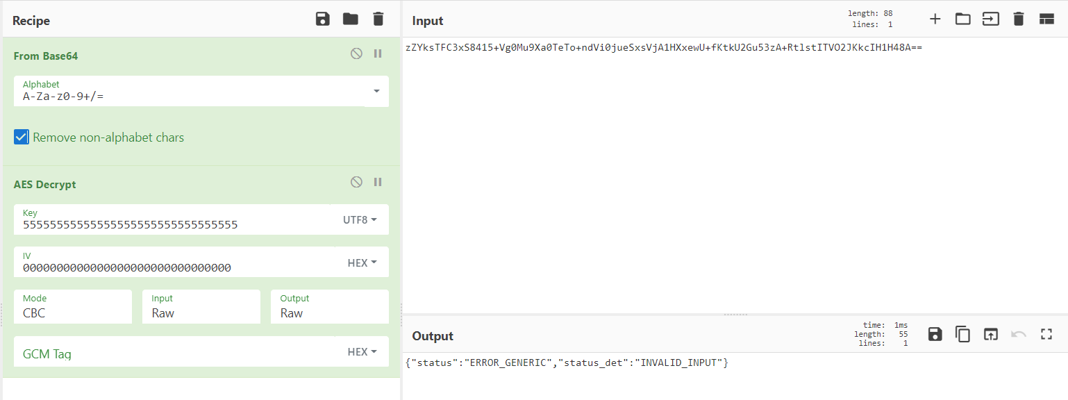 Question Problem With Aes Cbc Decryption With Base64 Input · Issue 1118 · Gchqcyberchef · Github