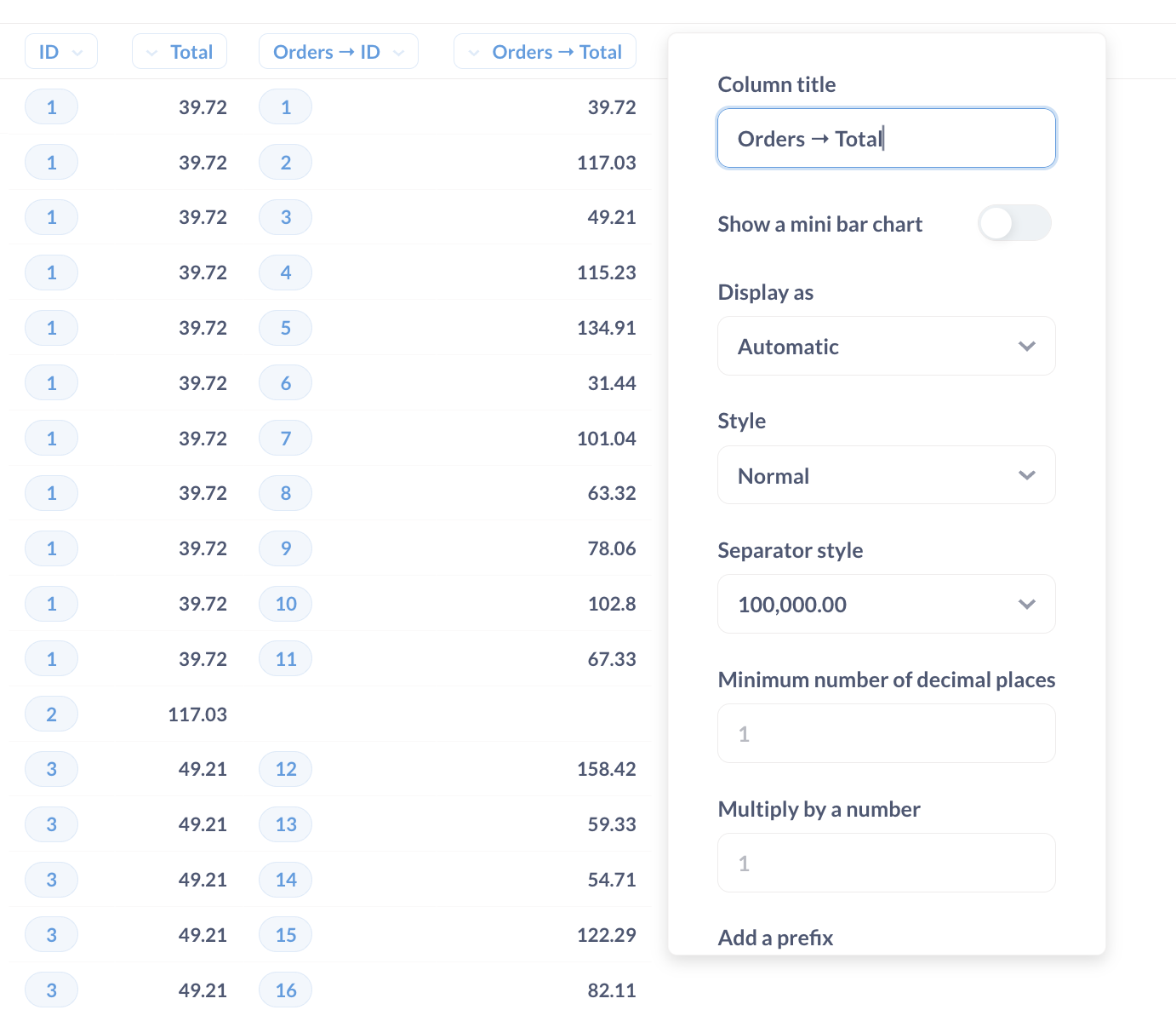 Column settings are duplicated when fields have the same id-or-name, but different join-alias ...