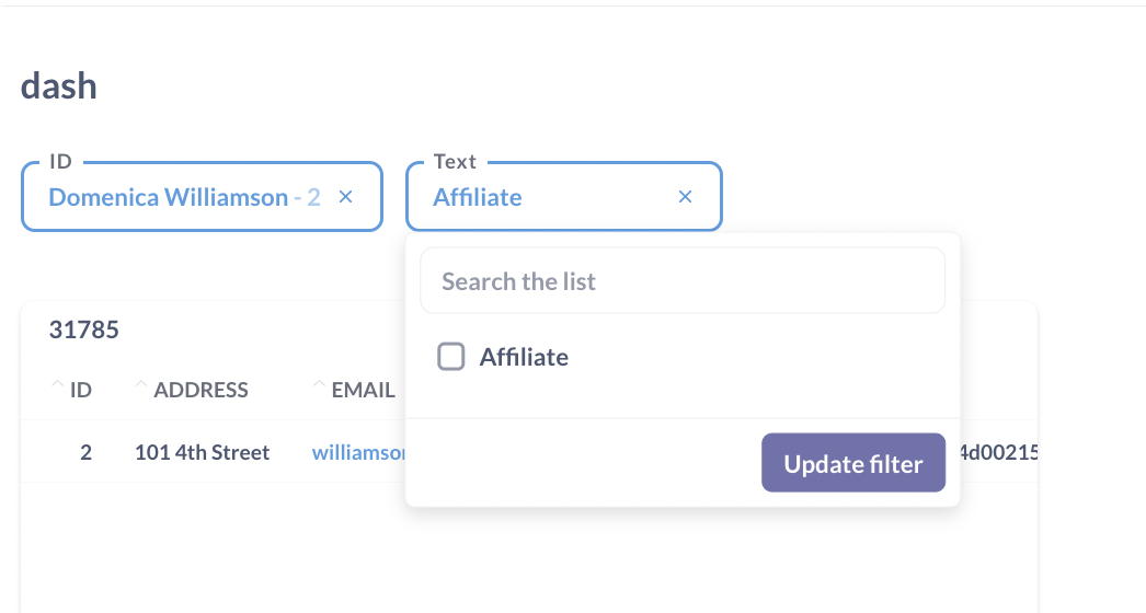 Linked dashboard filters that use field filters of the same table are not being linked · Issue ...