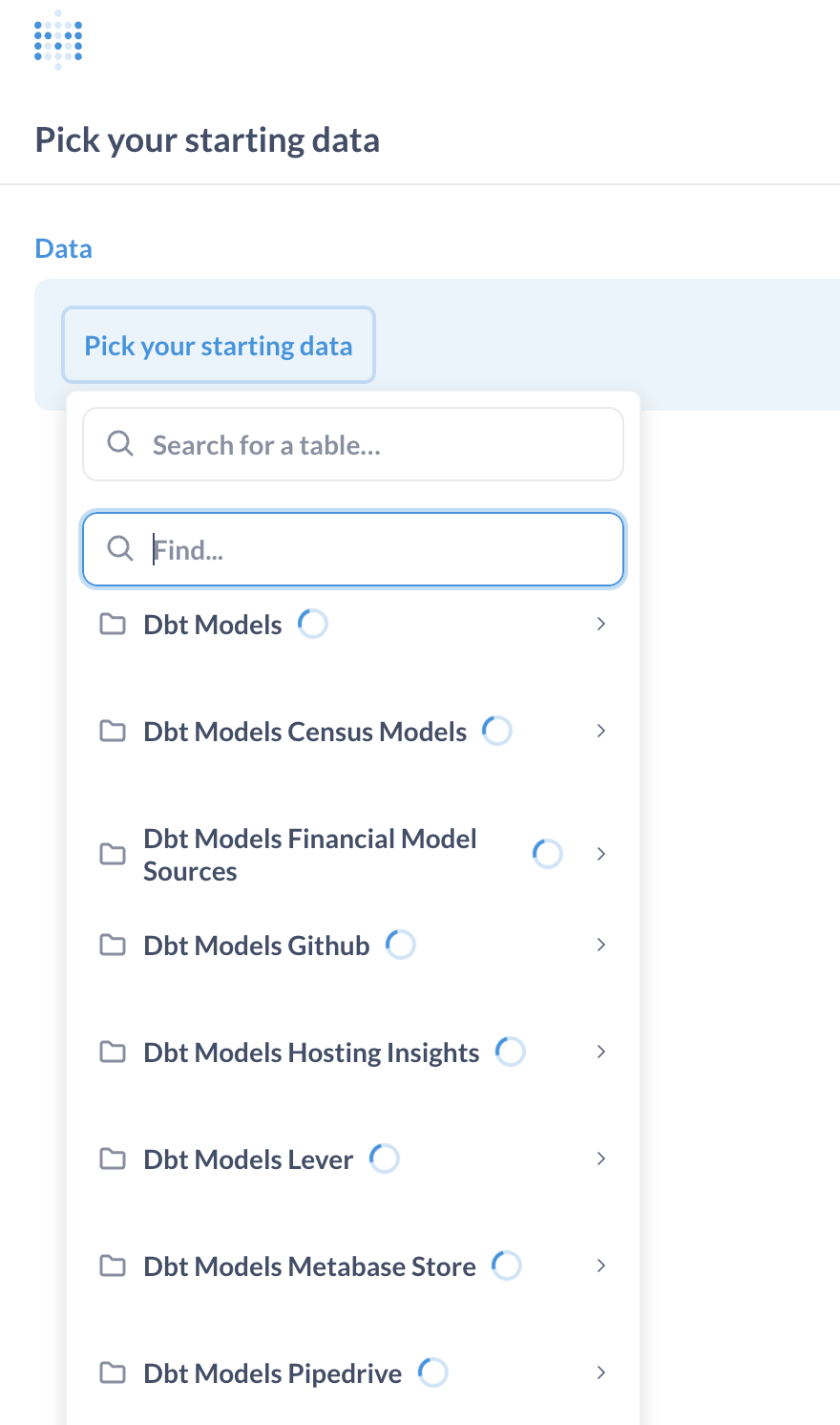 Schemas incorrectly have loading spinners in data selector · Issue ...