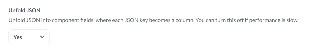 "Allow unfolding of JSON columns" reproducibly causes OutOfMemoryError in the sync-fields step ...