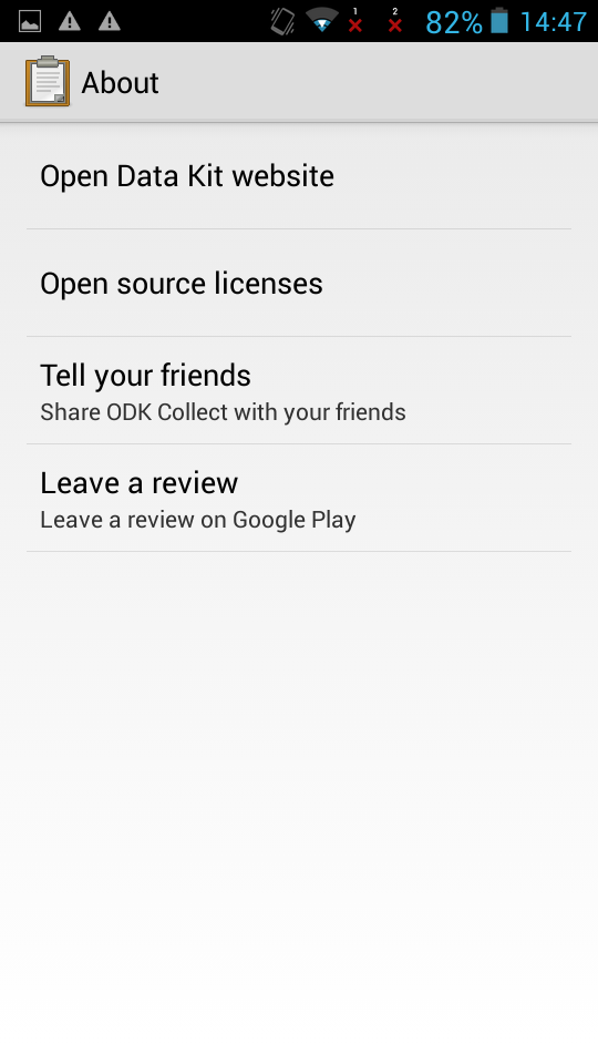 The whole text in Settings, About is grey · Issue #1180 · getodk/collect · GitHub