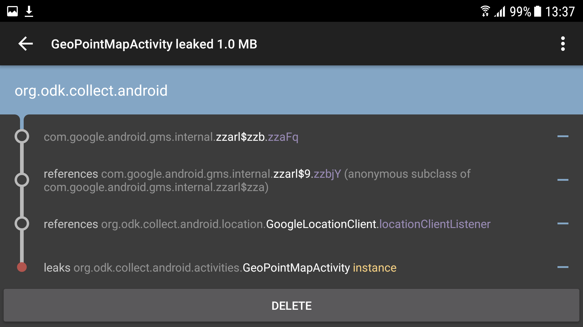 Memory leak : GeoPointMapActivity · Issue #1646 · getodk/collect · GitHub