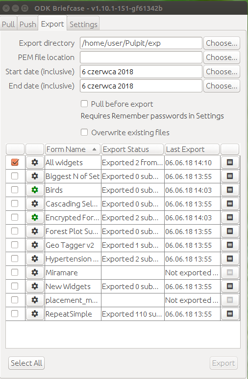 The user is not able to export data from one day · Issue #496 · getodk/briefcase · GitHub