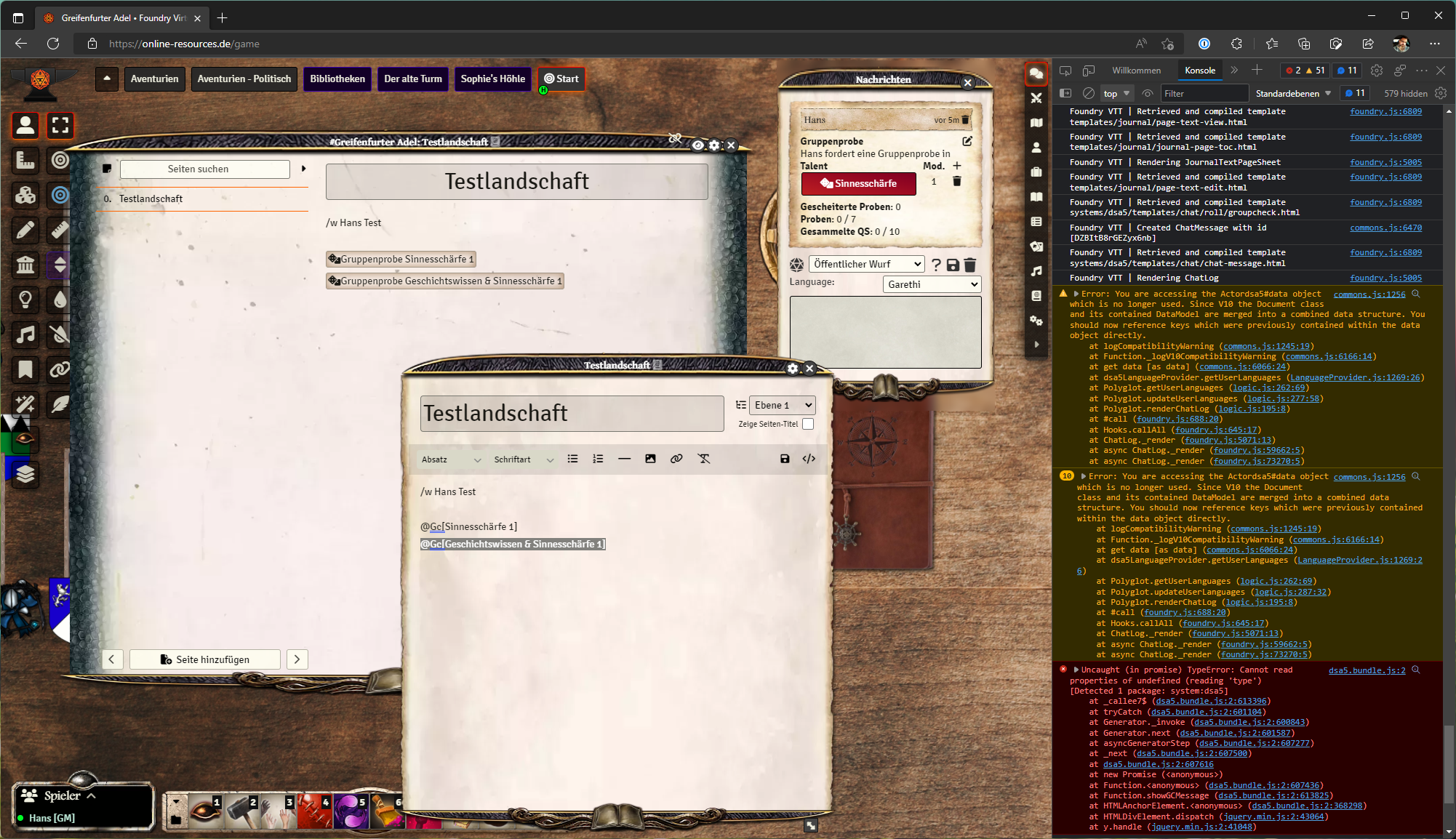 Gruppenproben mit alternativem Talent nicht über das Journal möglich · Issue #1178 · Plushtoast ...