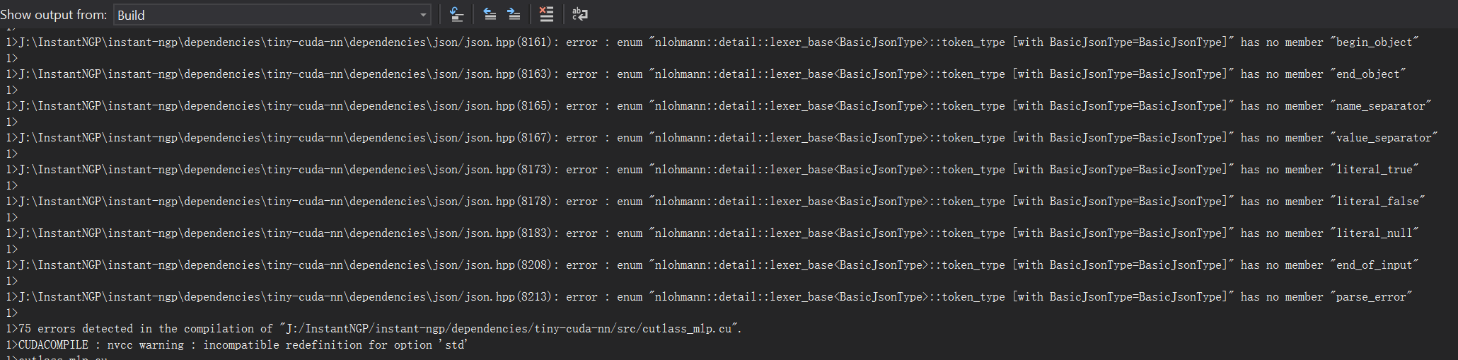 Build Error On Windows related to Json. · Issue #62 · NVlabs/instant-ngp · GitHub
