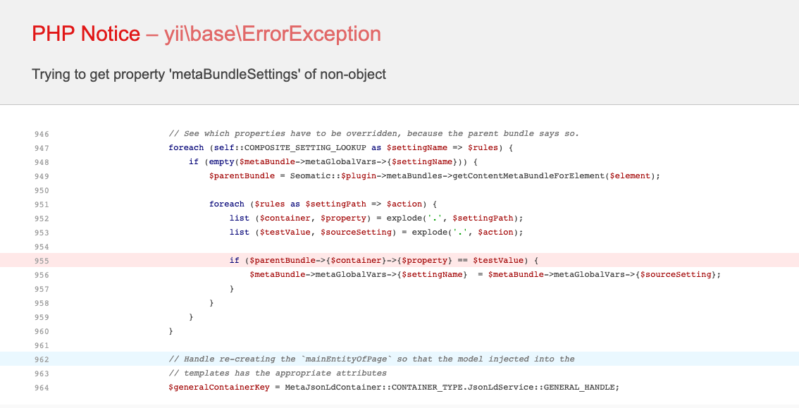 SEO Settings Field Error - Trying to get property 'metaBundleSettings' of non-object · Issue ...
