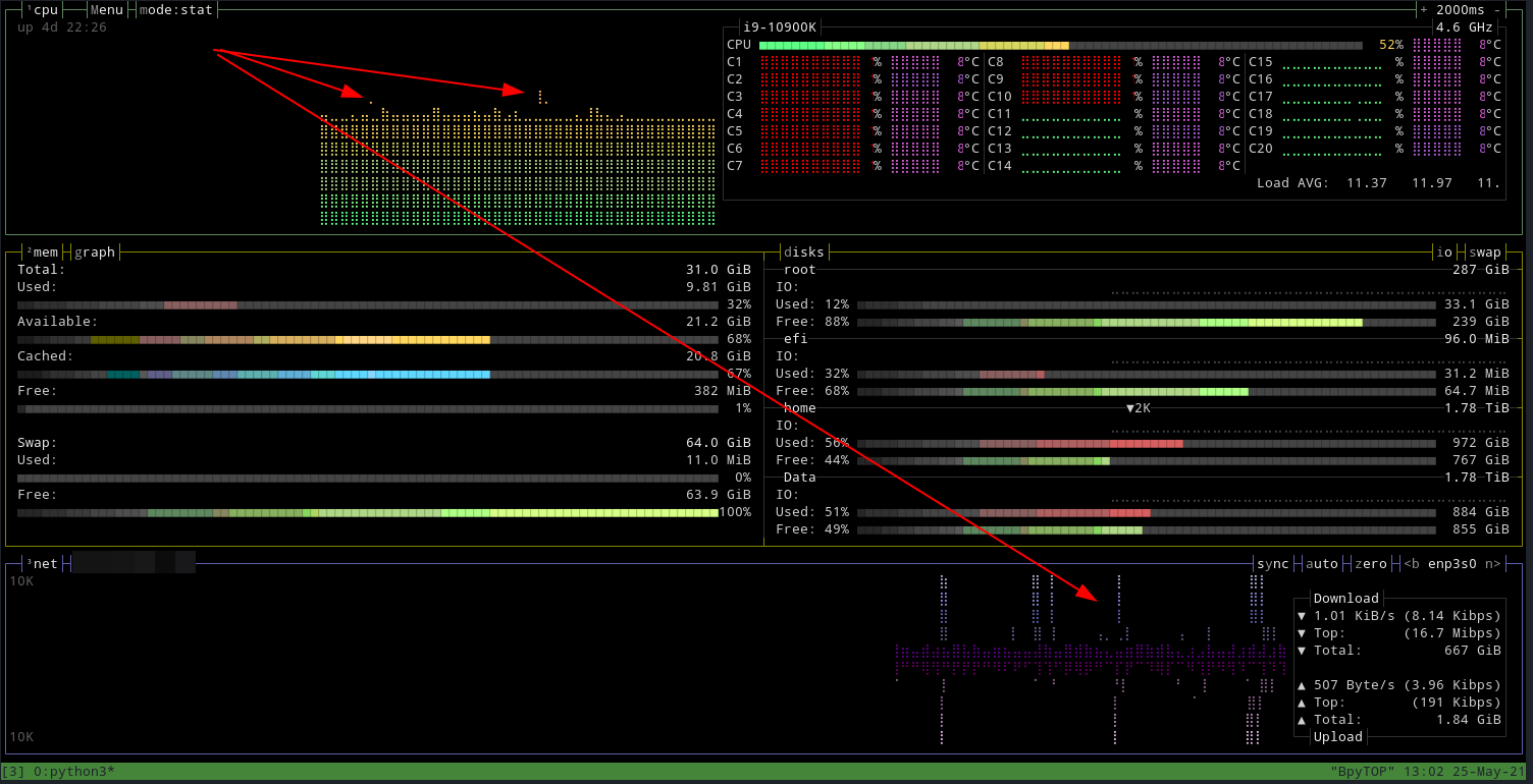[BUG] The nerwork graph miss-alignment · Issue #312 · aristocratos/bpytop · GitHub
