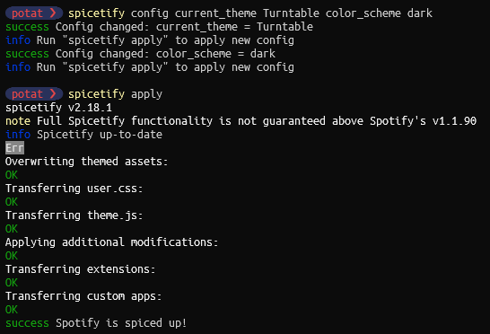 [Turntable] Spicetify returns ambiguous "Err" in console upon applying ...