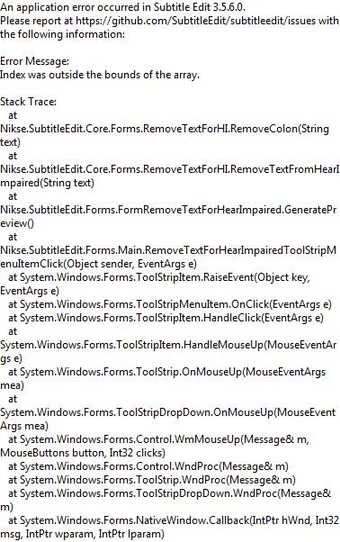Error · Issue 2926 · Subtitleeditsubtitleedit · Github 