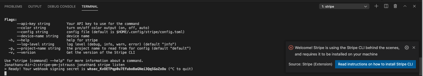 Stripe VS Code Extension can't find Stripe CLI on M1 Mac · Issue #166 · stripe/vscode-stripe ...