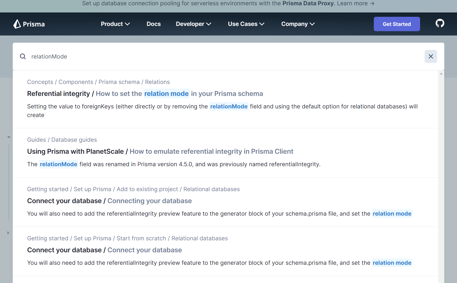 Search links to wrong tech switcher page · Issue #3996 · prisma/docs · GitHub