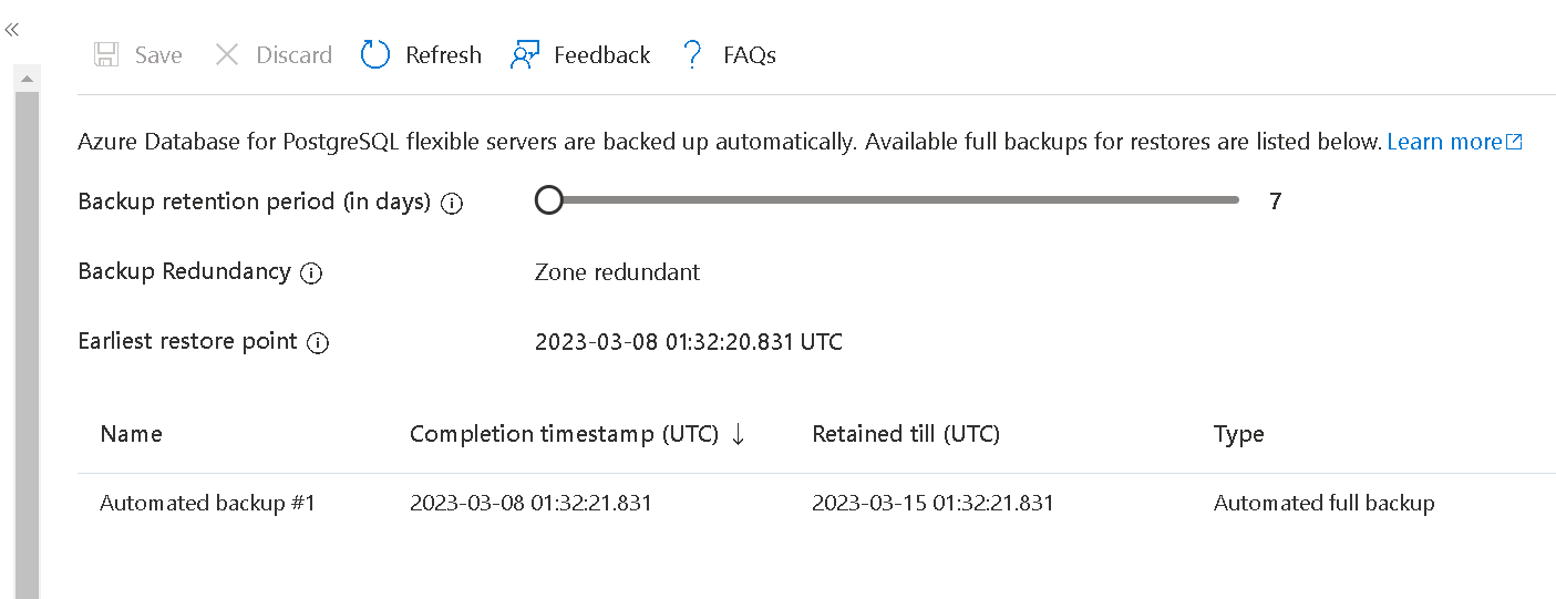 Dbforpostgresql Updating Backup Retention Days For Postgresql Flexible Server Failed · Issue 4436