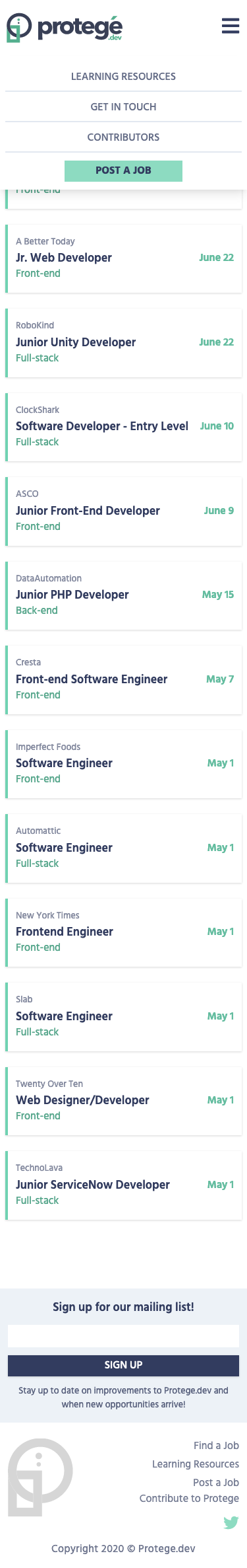 Add "Find a Job" Link to the Mobile Nav. · Issue #97 · ProjectProtege/protege · GitHub