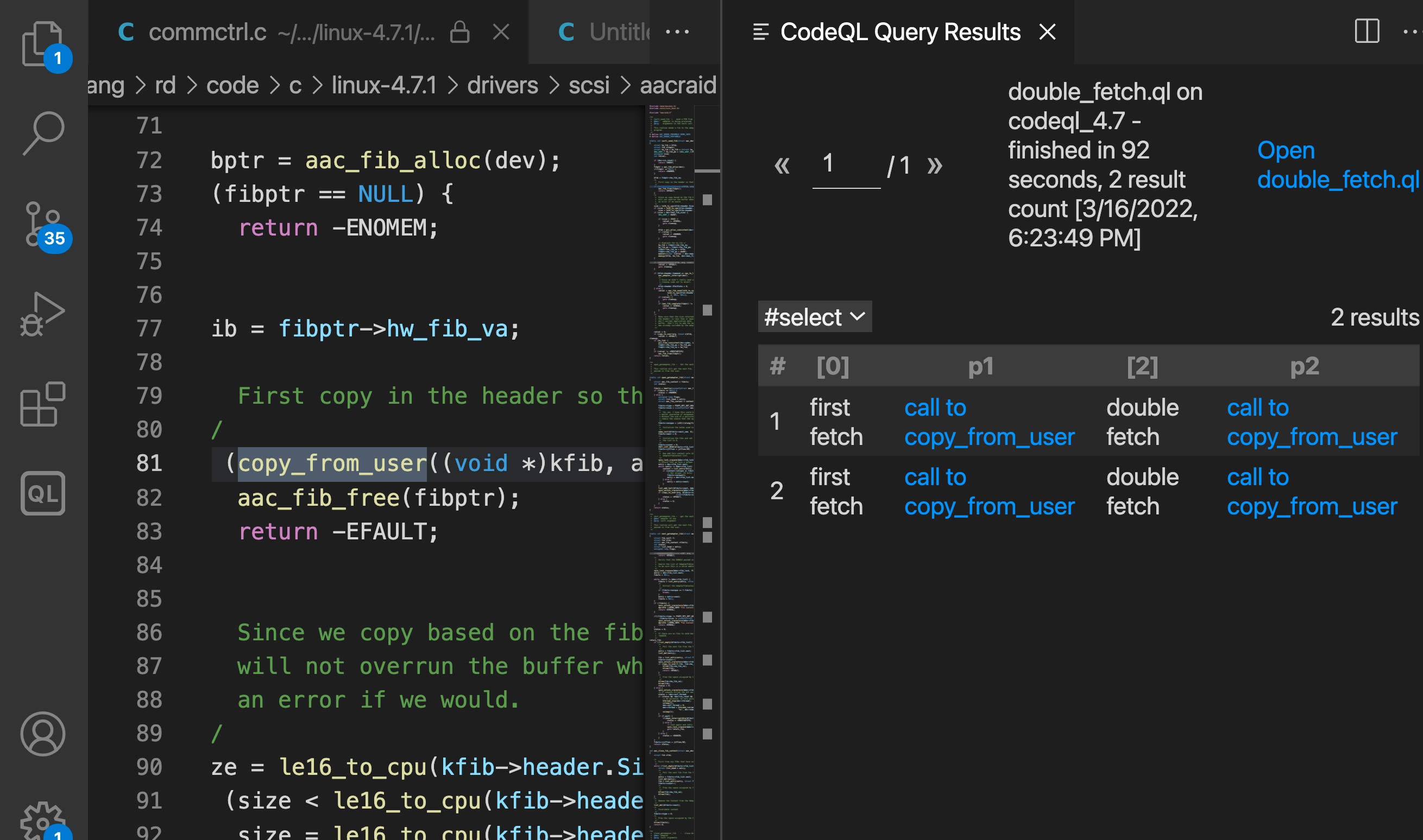 [cpp][linux Kernel]query To Detect Double Fetch Vulnerability · Issue 554 · Github Securitylab