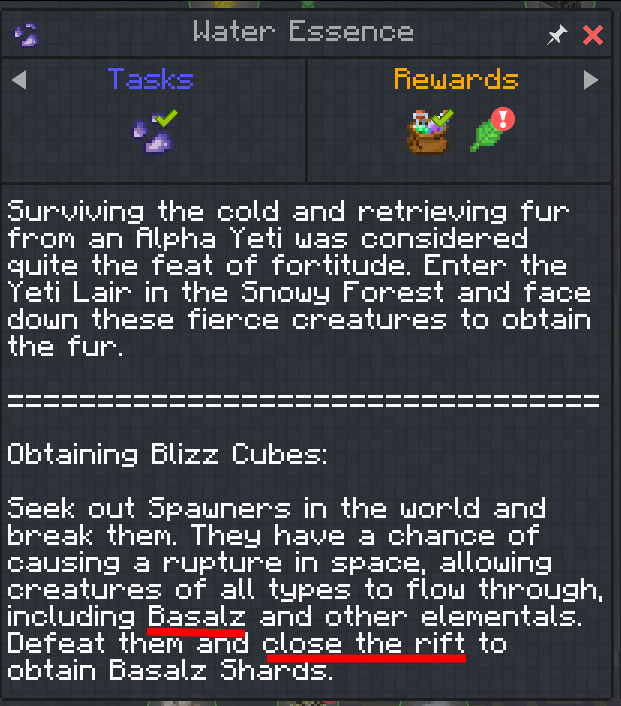 [E9E] Water Essence quest mentions Basalz instead of Blizz · Issue #640 · EnigmaticaModpacks ...