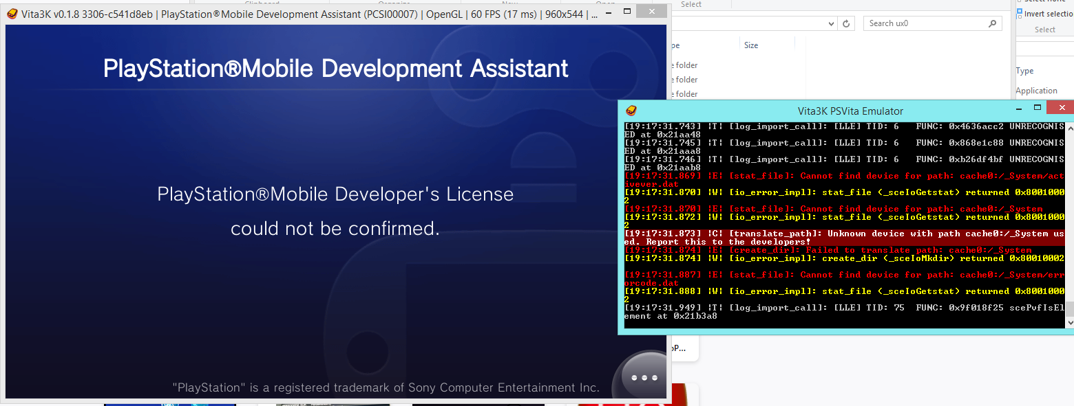 cache0: not implemented / PSM Dev cannot find developer license files · Issue #2828 · Vita3K ...