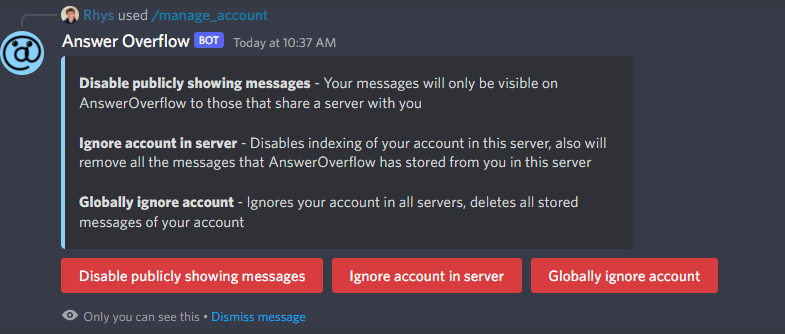 Manage Account Menu Manage Account · Issue 2 · Answeroverflow Answeroverflow · Github