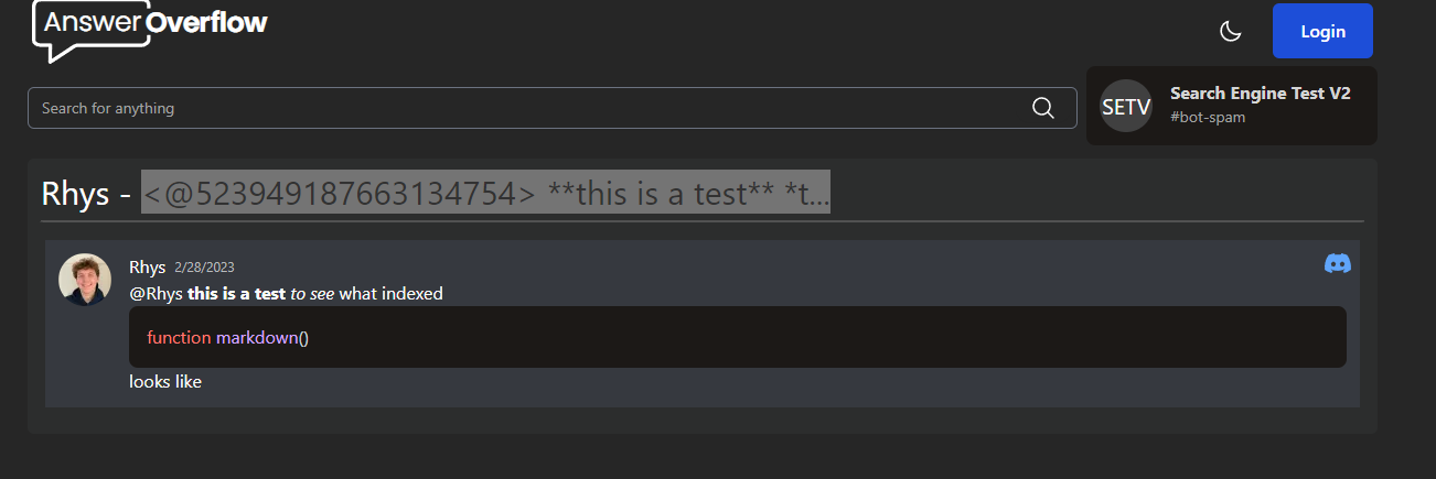 [bot] Indexed Content Should Include Markdown But Replace Mentions · Issue 229