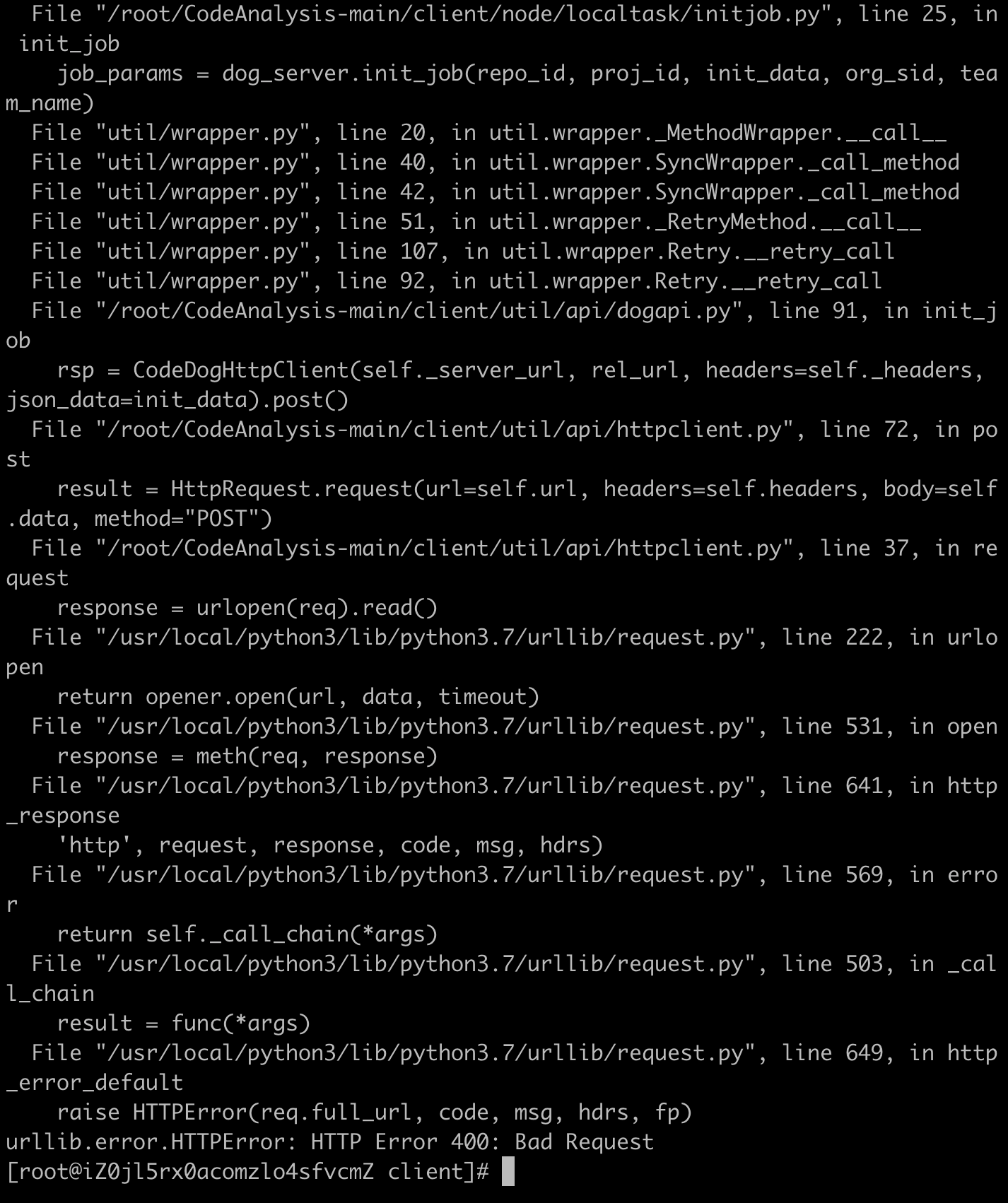 扫描报错400 · Issue #98 · Tencent/CodeAnalysis · GitHub