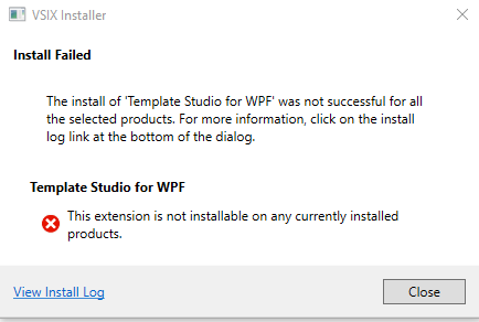 Template Studio for WPF 5.1 vsix installer fails with VS 2022 Pro ...