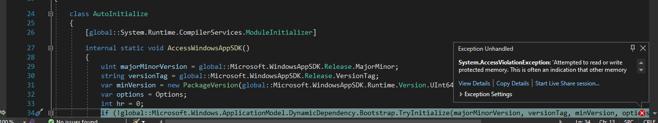 WinUI debug project (unpackaged) fails with: Unable to load DLL 'microsoft.ui.xaml.dll' or one ...