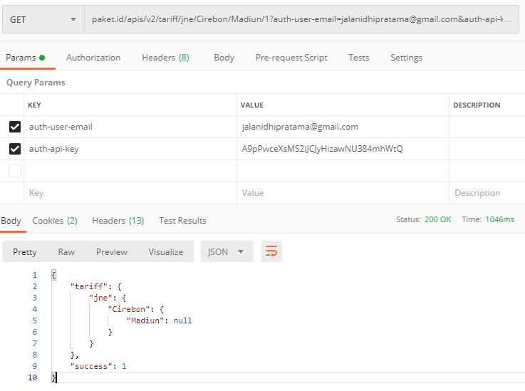 hasil untuk cek tarif tidak ditemukan · Issue #21 · paket-id/guidebook · GitHub