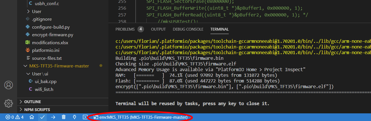 Bug after building and uploading the code (no filenames shown) (TFT35 ...