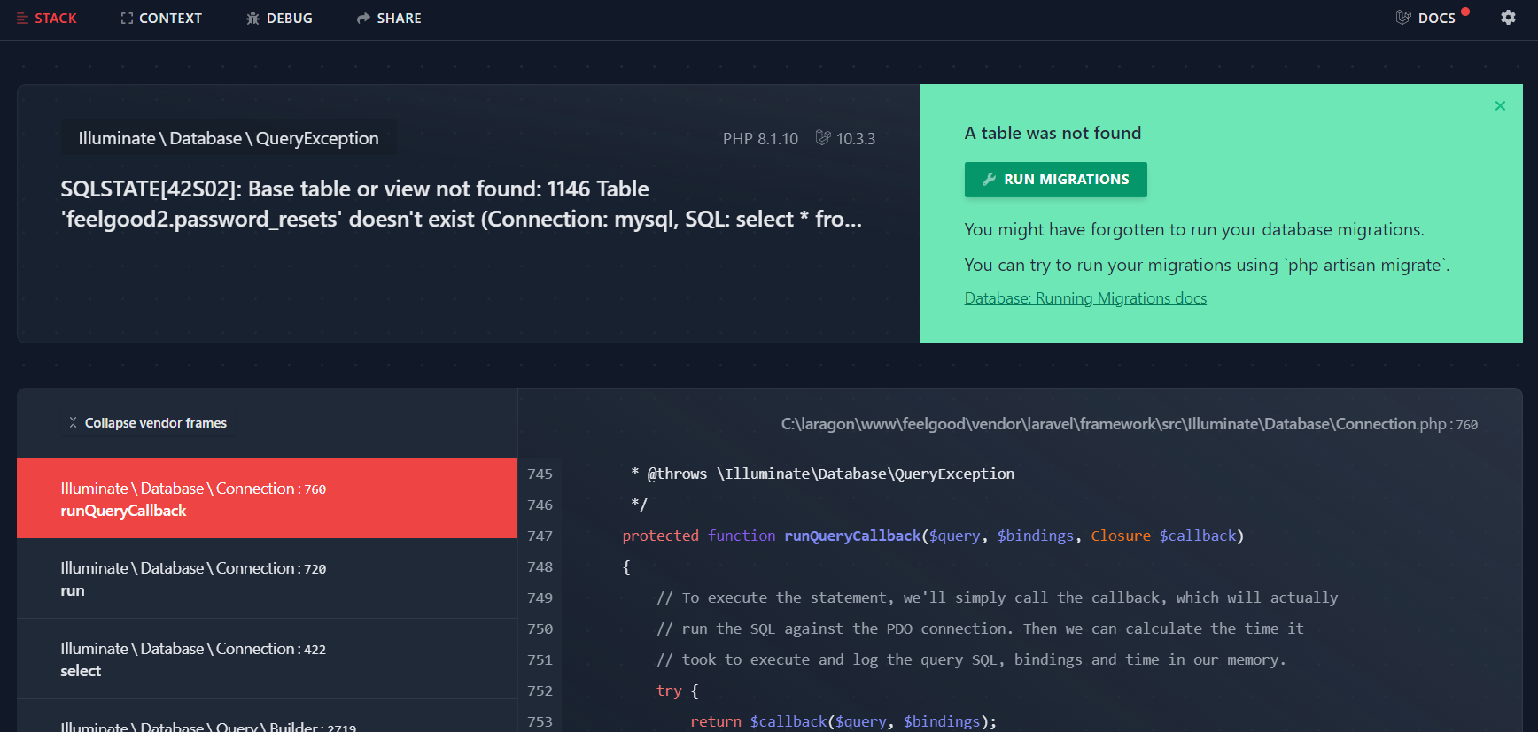 Bug SQLSTATE 42S02 Base Table Or View Not Found 1146 Table my db Bug SQLSTATE 42S02 Base Table Or View Not Found 1146 Table my db