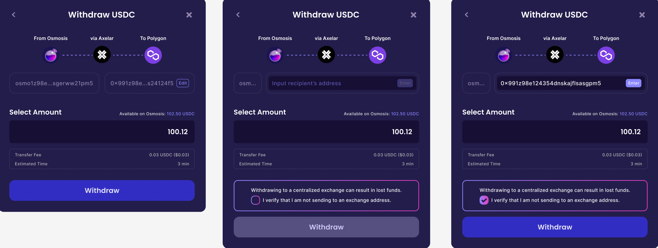 Edit ETH address: withdraw using the native Axelar integration · Issue ...