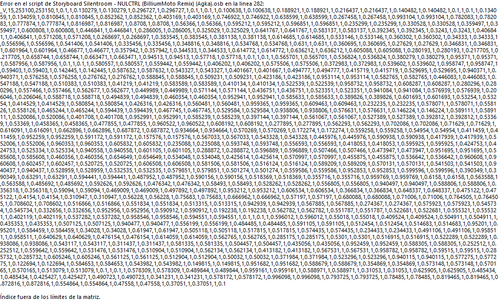 Index outside of matrix limits (Storyboarding - Shorthand notation ...