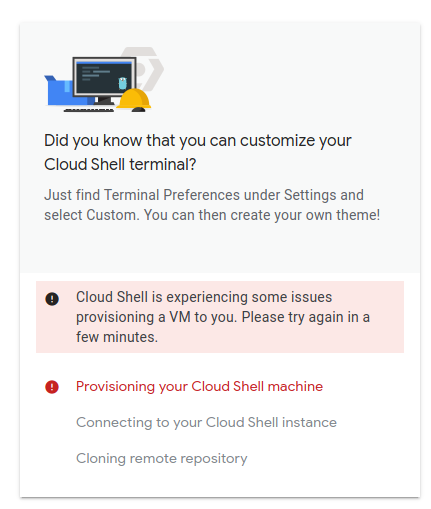 Cloud Shell is having issues provisioning a VM · Issue #583 · GoogleCloudPlatform/cloud-ops ...