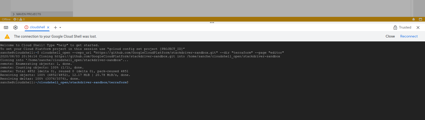 Cloud Shell Editor Issues · Issue #232 · GoogleCloudPlatform/cloud-ops-sandbox · GitHub
