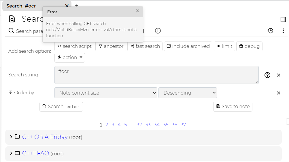 Bug Report Search With Option Order By Content Size Cause Error · Issue 3488 · Zadam 