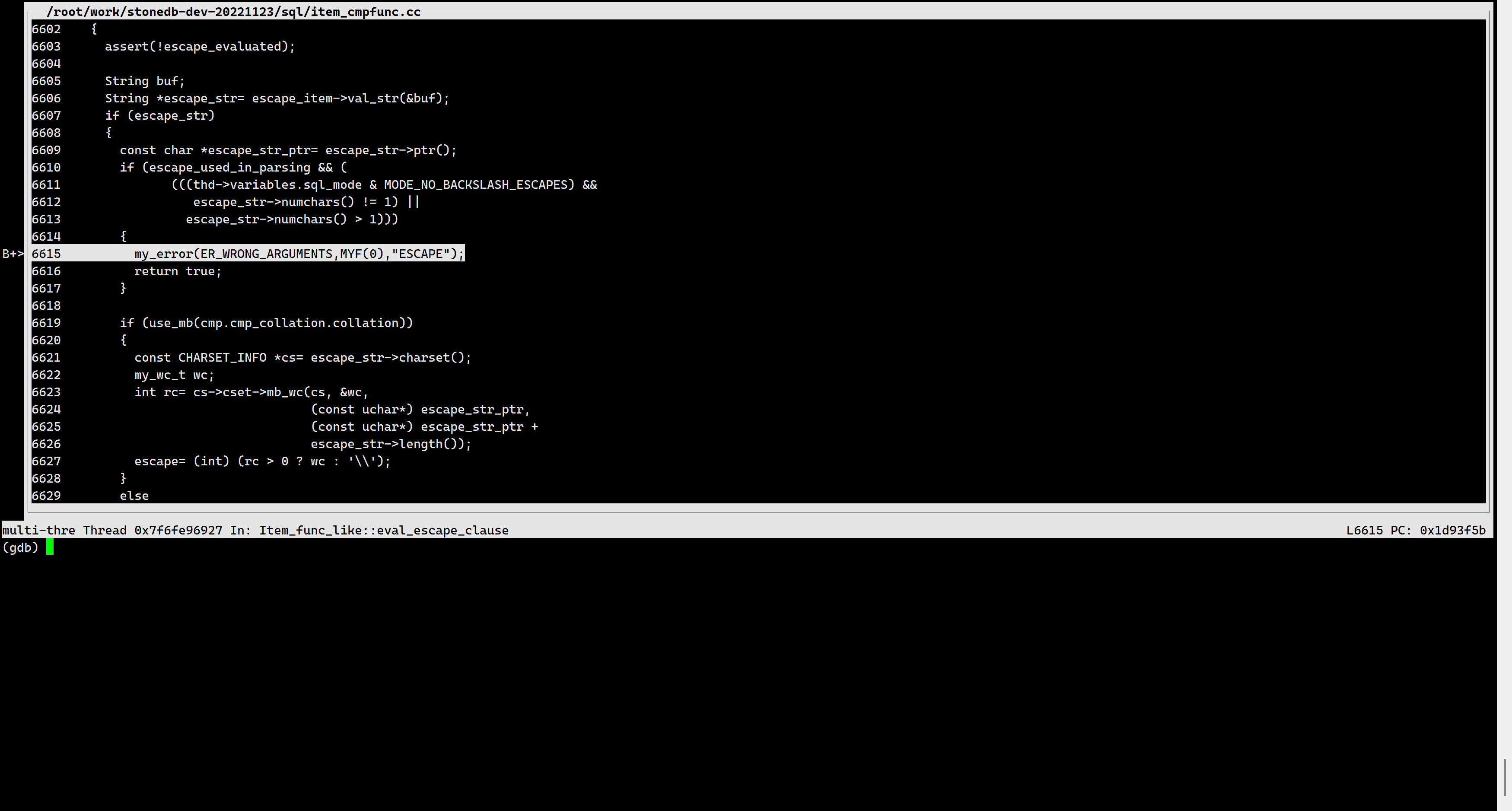 bug: SELECT * FROM BUG_12595 WHERE a LIKE 'hakan\n%' ESCAPE '\n' or ESCAPE '',ERROR : Incorrect ...