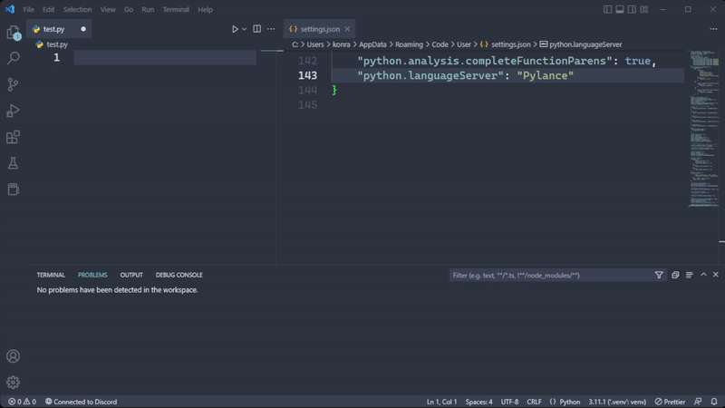 No brackets autocompletion with python.analysis.completeFunctionParens set to true when python ...
