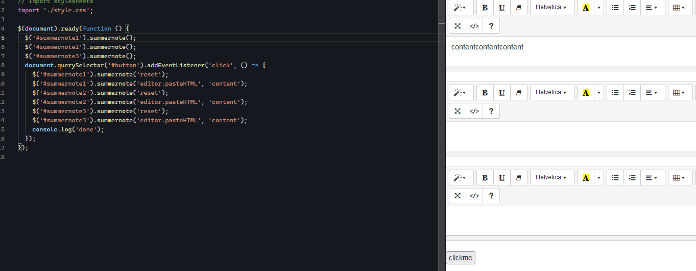 Pasting content via editor.pasteHTML in multiple Summernote elements in ...