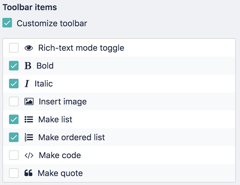 Rich Text / Markdown - Customise Toolbar Options (Bug) · Issue #61 ...