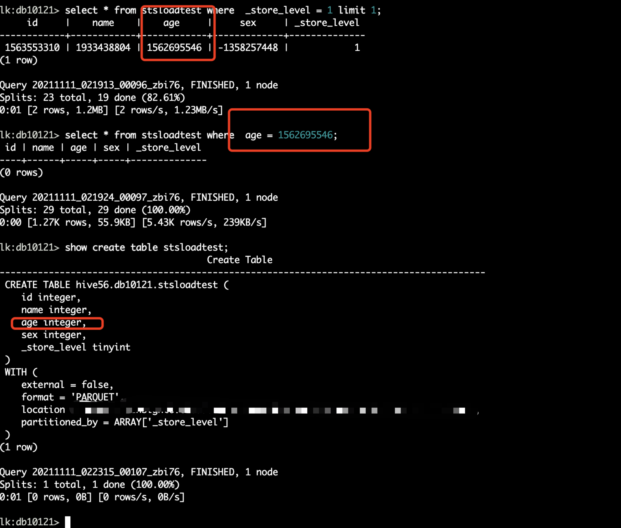 Query Hive parquet, filter int returns null · Issue #4 · openlookeng/openLooKeng-installation ...