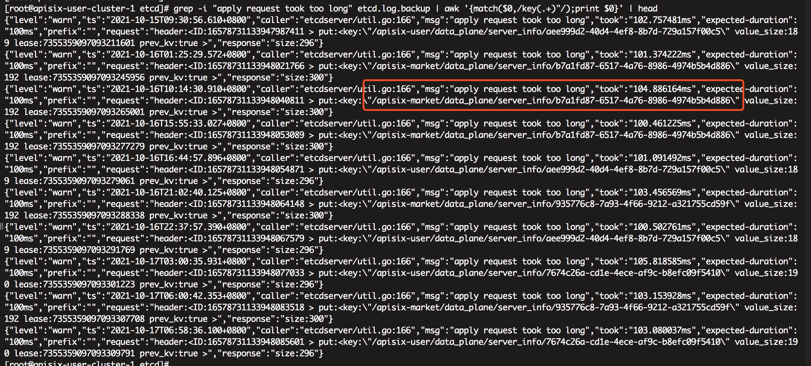 request help: etcd high load, etcd high cpu usage, and "put /data_plane/server_info" have lots ...