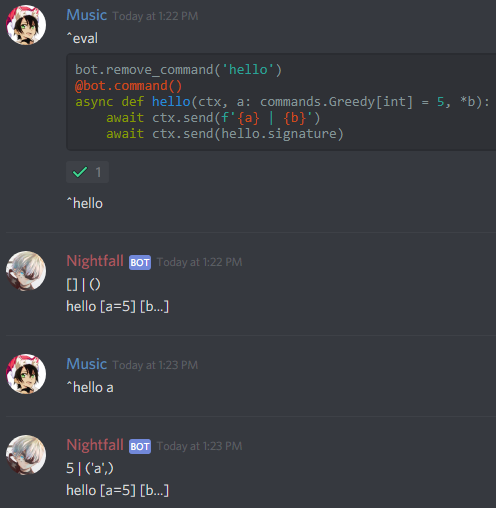 Strange behaviors with Greedy and defaults · Issue #1791 · Rapptz/discord.py · GitHub