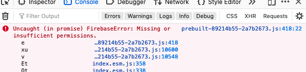 Uncaught (in promise) FirebaseError: Missing or insufficient permissions. · Issue #4237 ...