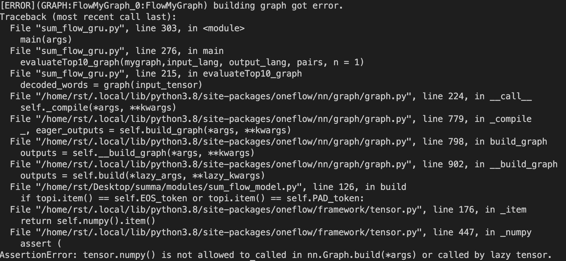 Assertionerror Tensor Numpy Is Not Allowed To Called In Nn Graph