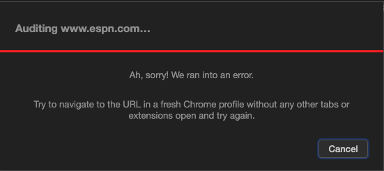 Add LH error code to DevTools error dialog · Issue #10659 · GoogleChrome/lighthouse · GitHub