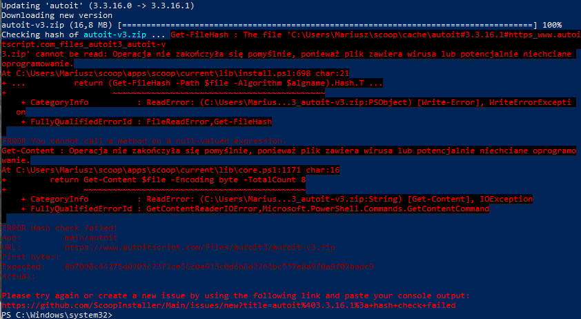 autoit@3.3.16.1: hash check failed · Issue #4104 · ScoopInstaller/Main · GitHub