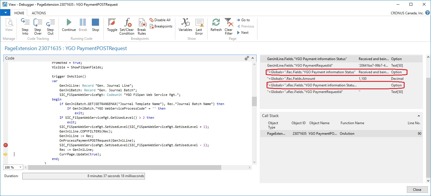 Payment Journal (page 256) does not store updated information (after ...