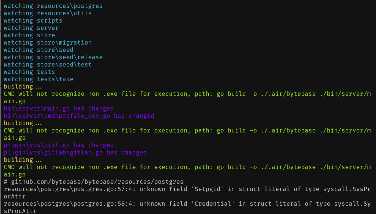 Can't setup backend dev env on Win10 · Issue #886 · bytebase/bytebase · GitHub