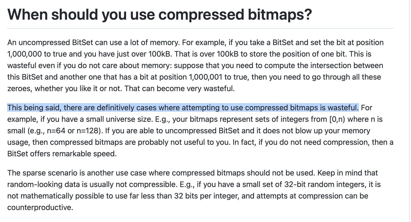 Roaring bitmap using more storage than normal bitset · Issue #566 · RoaringBitmap/RoaringBitmap ...