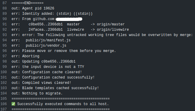 End Successfully even if the git command error occurs · Issue #48 · appleboy/ssh-action · GitHub